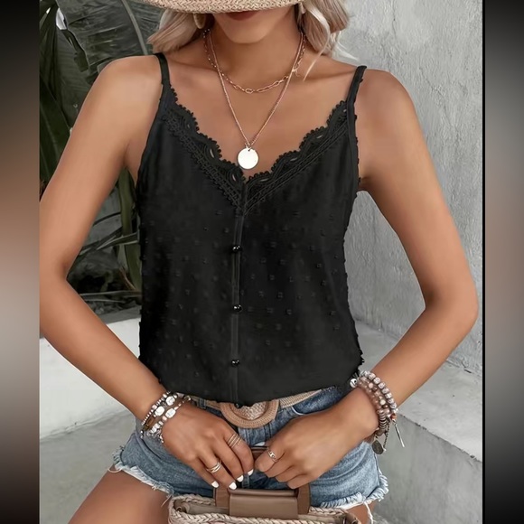 Accessories | Boho Swiss Dot Lace Cami Tank Top | Poshmark